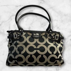 Coach | Bags | Coach Black And Cream Signature Tote Bag With Black ...
